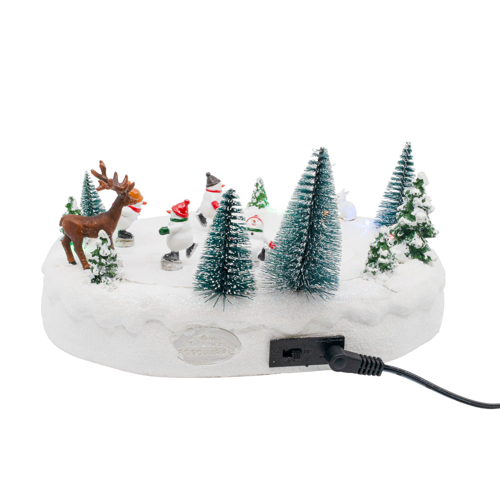 Snowmen Ice Skating Rink Outdoor Park Animated Christmas Village Decor ...