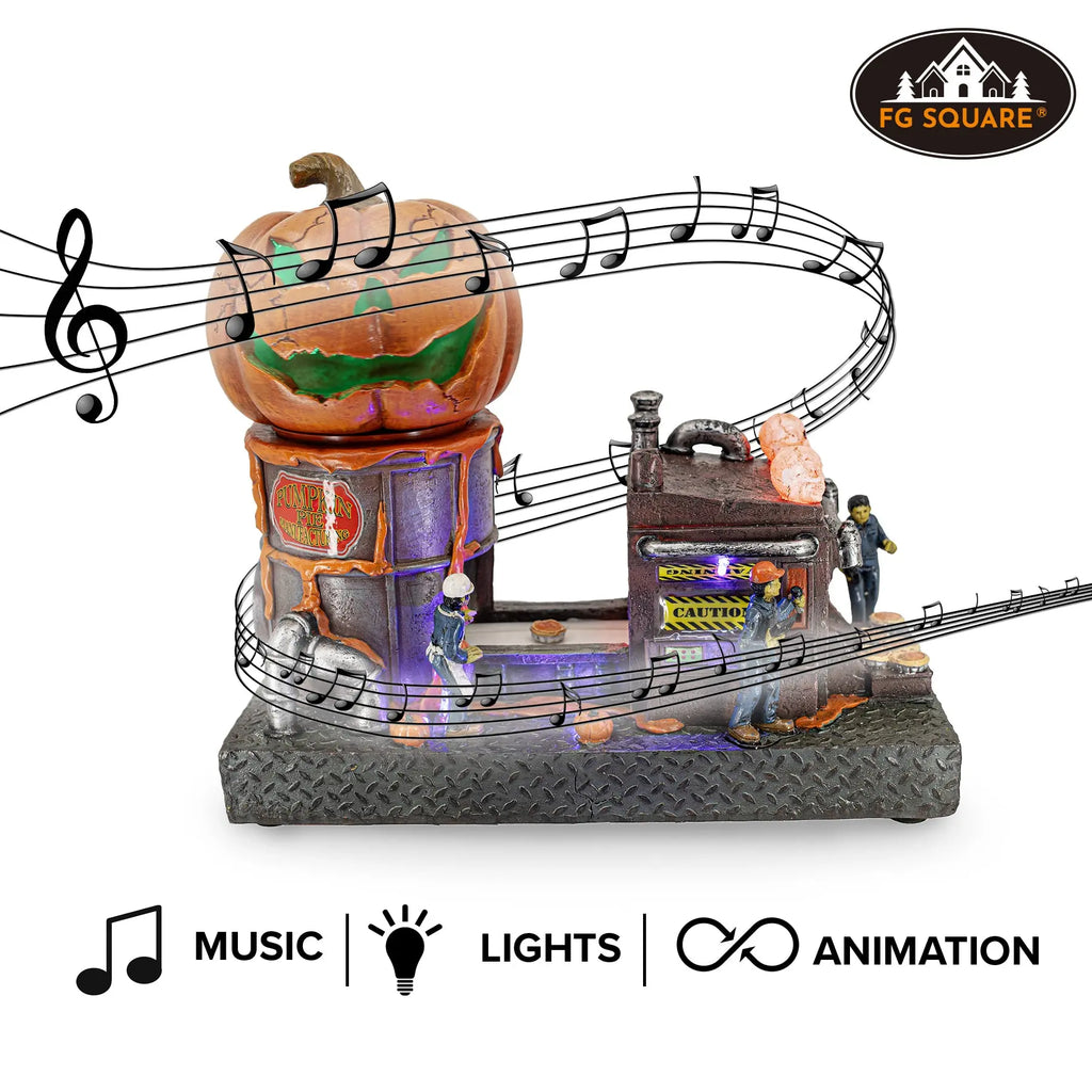 Animated Pumpkin Pie Factory Halloween Village – Lighted Bakery ...