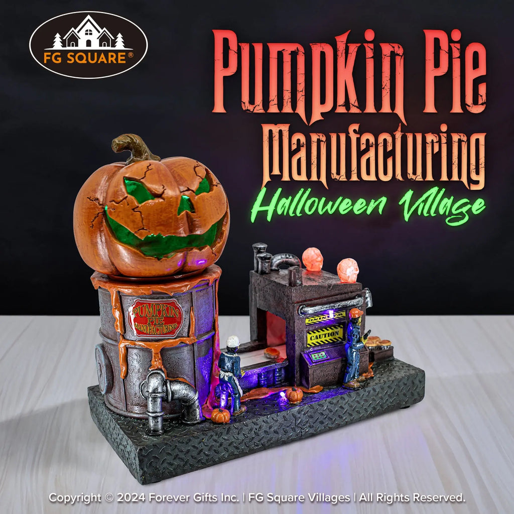 Animated Pumpkin Pie Factory Halloween Village – Lighted Bakery ...